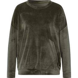 Damen Langarmshirt in Nicki-Qualit&auml;t khaki, Gr&ouml;&szlig;e 48