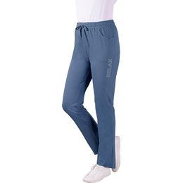 Damen Freizeithose mit platziertem Druck jeansblau, Gr&ouml;&szlig;e 54
