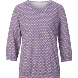 Damen 3/4-Arm-Shirt mit Minimal-Muster flieder-aubergine-bedruckt, Gr&ouml;&szlig;e 42