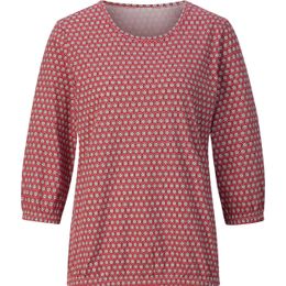 Damen 3/4-Arm-Shirt mit Minimal-Muster koralle-burgund-bedruckt, Gr&ouml;&szlig;e 40