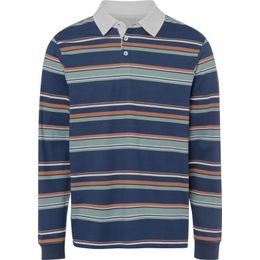 Herren Langarm-Poloshirt im Ringel-Dessin dunkelblau-geringelt, Gr&ouml;&szlig;e 56/58