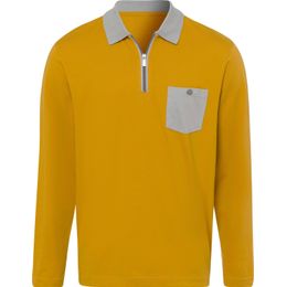 Herren Langarm-Poloshirt mit Kontrast-Details ocker, Gr&ouml;&szlig;e 52/54