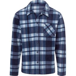 Herren Fleecejacke im Karomuster marine-jeansblau-kariert, Gr&ouml;&szlig;e 48/50