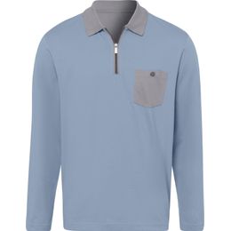 Herren Langarm-Poloshirt mit Kontrast-Details bleu, Gr&ouml;&szlig;e 48/50