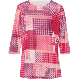 Damen 3/4-Arm-Shirt in Longform fuchsia-traube-bedruckt, Gr&ouml;&szlig;e 46