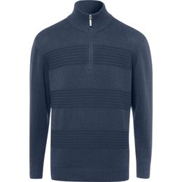Herren Langarm-Pullover mit Rippenstrickmuster rauchblau, Gr&ouml;&szlig;e 56