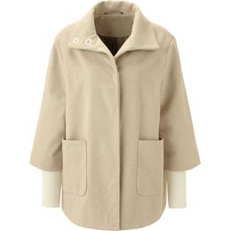 Damen Jacke mit hohem Stehkragen champagner-beige-gestreift, Gr&ouml;&szlig;e 46