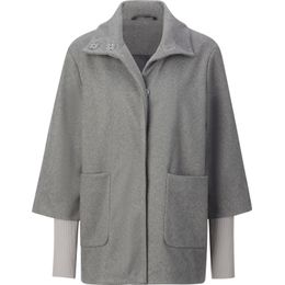 Damen Jacke mit hohem Stehkragen steingrau-anthrazit-gestreift, Gr&ouml;&szlig;e 52