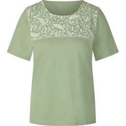 Damen Kurzarmshirt aus reiner Baumwolle eucalyptus-ecru, Gr&ouml;&szlig;e 42