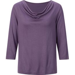 Damen Wasserfallshirt mit 3/4-&Auml;rmeln. feige, Gr&ouml;&szlig;e 40