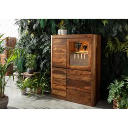 Vitrine Sheesham 109x40x145 walnuss gewachst TORONTO #209