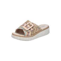 Rieker Pantolette Damen Größe 41 beige / blau / grün / rosa