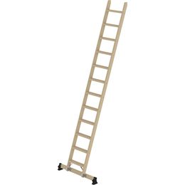 MUNK Holz-Anlegeleiter, mit Stufen, 12 Stufen mit Traverse