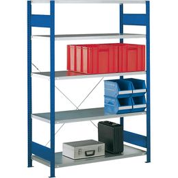 eurokraft pro Steckregal, einreihig, Fachboden-BxT 1300 x 400 mm, blau, Höhe 2000 mm, Grundregal