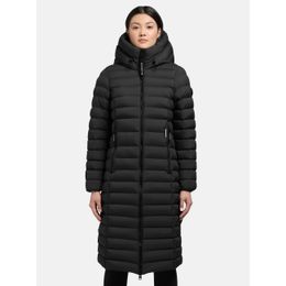 Steppjacke Khujo "Imes-YM", Damen, Gr. XL(42), schwarz, Material: 100% Polyester, Futter: 100% Nylon, Wattierung: 100% Polyester, Beschichtung: Polyurethan, tailliert kniebedeckend, Ärmel ohne Ärmelschlitz elastischer Bund, Jacken, Steppmantel mit hohem Kragen und silbrig glänzendem Innenfutter