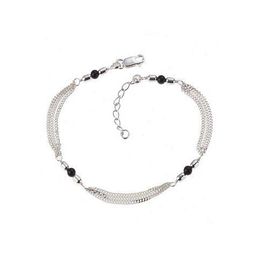 Fußkette Firetti "Schmuck Geschenk Silber 925 Körperschmuck Panzerkette Kristalle", silber (silberfarben, schwarz, schwarz), Fußketten, Silber 925 (Sterlingsilber), mit Kristallstein