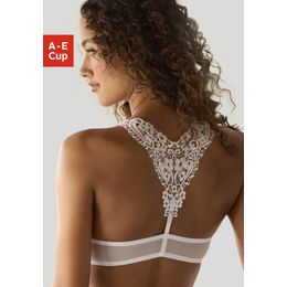 Push-up-BH Lascana, Damen, Gr. 80, Cup C, weiß, Spitze, Obermaterial: 60% Polyamid, 35% Polyester, 5% Elasthan, Feminin, BHs, mit hübschem Stickereimotiv im Rücken, sexy Dessous