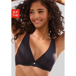 Bügel-BH Lascana, Damen, Gr. 75, Cup B, schwarz, Spitze, Obermaterial: 57% Polyamid, 28% Modal, 15% Elasthan, Modisch, BHs, in High-Apex-Schnittform mit extraflachen Kanten, Dessous