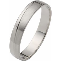 Trauring Firetti "Schmuck Geschenk Gold 375 Hochzeit Ehering "LIEBE"" Gr. 21, wei&szlig; (wei&szlig;goldfarben), Fingerringe, Damen, 21, ohne Brillanten, Wei&szlig;gold 375, 4mm, Trauring, Made in Germany, wahlweise mit oder ohne Brillanten