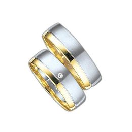 Trauring Firetti "Schmuck Geschenk Gold 375 Hochzeit Ehering Trauring "LIEBE" Gr. 18, gold (gelbgoldfarben, wei&szlig;goldfarben), Fingerringe, Damen, 18, 0,01 SI = kleine Einschl&uuml;sse mit Brillant, Gelbgold 375 Wei&szlig;gold 375, 6mm, Gelbgold 375, Wei&szlig;gold 375, Trauring, Made in Germany, wahlweise mit oder ohne Brillant