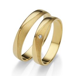 Trauring Firetti "Schmuck Geschenk Gold 375 Hochzeit Ehering "LIEBE"" Gr. 72, gold (gelbgoldfarben), Fingerringe, Damen, 72, 0,01 SI = kleine Einschlüsse mit Brillant, Gelbgold 585, 4mm, Made in Germany, wahlweise mit oder ohne Brillant