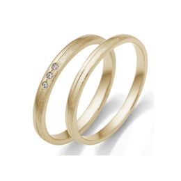 Trauring Firetti "Schmuck Geschenk Gold 375 Hochzeit Ehering "LIEBE" Gr. 50, gold (gelbgoldfarben), Fingerringe, Damen, 50, 0,02 SI = kleine Einschl&uuml;sse mit Brillanten, Gelbgold 585, 2,5mm, Trauring, Made in Germany, wahlweise mit oder ohne Brillanten