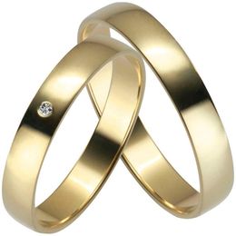 Trauring Firetti "Schmuck Geschenk Gold 375 Hochzeit Ehering "LIEBE" Gr. 50, gold (gelbgoldfarben), Fingerringe, Damen, 50, 0,01 SI = kleine Einschl&uuml;sse mit Brillant, Gelbgold 375, 2,5mm, Trauring, Made in Germany - wahlweise mit oder ohne Brillant