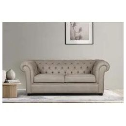 3-Sitzer Home Affaire "CHARENTE, optionale Schlafsofa, Chesterfield-Sofa, Bettfunktion", beige (creme), B:198cm H:74cm T:89cm, 100% Polyester, Sofas, mit edler Knopfheftung und typischen Armlehnen, B/T/H 198/89/74 cm
