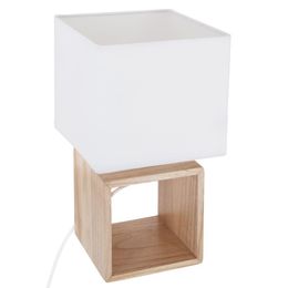 Atmosphera | Nachttischlampen - Tischlampen - Pojo - 32 cm - Holz und Weiß - Stilvolles Design für jeden Raum