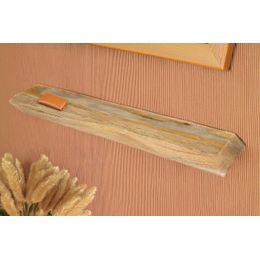 Wandregal Mangoholz massiv & rau 80x20 cm Holzregal Steckboard Baumkante LIORA