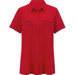 Damen Longbluse mit langen Seitenschlitzen rot, Gr&ouml;&szlig;e 48