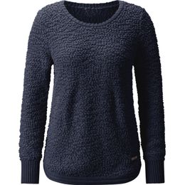 Damen Langarm-Pullover aus Flausch-Effektgarn marine, Gr&ouml;&szlig;e 54