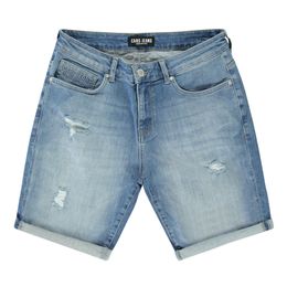 Jeansshorts Cars Jeans "VALCO Short", Herren, Gr. S, N-Gr, bunt (stone blau), Web, Obermaterial: 97% Baumwolle, 3% Elasthan, Abriebeffekte, regular fit, Jeans Jeansshorts