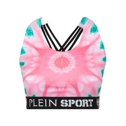 Plein Sport Sporttop 'Optical Flower' Damen Größe 4XL aqua / rosa / schwarz / offwhite