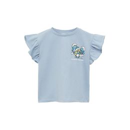 Mango Kids T-Shirt 'SMULOVE' Mädchen Größe 98 hellblau / gelb / schwarz / weiß