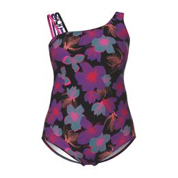 Ulla Popken Badeanzug Damen Gr&ouml;&szlig;e 4XL cyanblau / lila / rot / schwarz