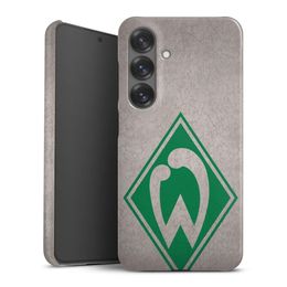 DeinDesign Galaxy S25 Handy Premium Case Smartphone Handyh&uuml;lle Schutzh&uuml;lle gl&auml;nzend Concrete Official Licensed Product Sv Werder Bremen Premium Case
