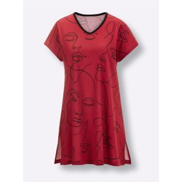 w&auml;schepur w&auml;schepur Damen Caprianzug mit Tunika-Oberteil, rot-schwarz-bedruckt, Gr&ouml;&szlig;e 52/54