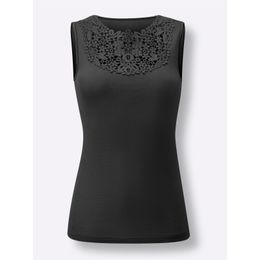 w&auml;schepur w&auml;schepur Damen Blazershirt mit Spitzeneinsatz, schwarz, Gr&ouml;&szlig;e 40