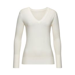 Vivance Damen V-Ausschnitt-Pullover, creme, Gr&ouml;&szlig;e 40/42