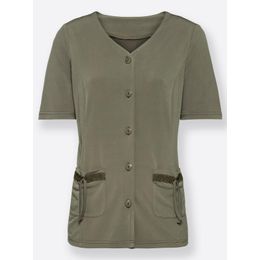 WITT Damen Shirtjacke in Jersey-Qualit&auml;t, khaki, Gr&ouml;&szlig;e 48