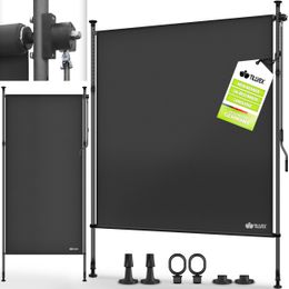tillvex® Klemmmarkise Senkrechtmarkise 120x310cm Anthrazit mit Handkurbel ohne Bohren | Sichtschutz Ausziehbar & Blickdicht | Vertikalmarkise Balkon Terrasse Garten | Sichtschutzrollo Wetterfest