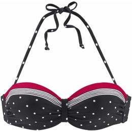 Lascana Damen Bandeau-Bikini-Top, schwarz-rot, Gr&ouml;&szlig;e 40C