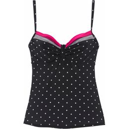 Lascana Damen B&uuml;gel-Tankini-Top, schwarz-rot, Gr&ouml;&szlig;e 44C