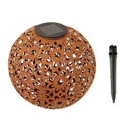 Expo-Börse LED Solar Metall Gartenkugel Rostoptik Ø 20 cm warmweiss