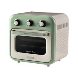 Ariete Hei&szlig;luftfritteuse und Mini-Ofen 3in1 Vintage Green wei&szlig;/hellgr&uuml;n, 1.350 Watt, Garraum 16 Liter, mit Sichtfenster