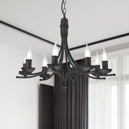 Lamkur Kronleuchter Kandela, achtflammig, schwarz