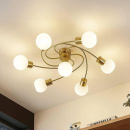 LINDBY Deckenlampe Ciala, 7-flg., messingfarben, Glas, E14