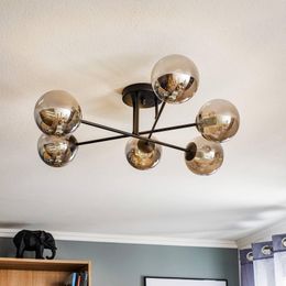 EMIBIG LIGHTING Deckenleuchte Glassy, schwarz, grafit, Glas, 6-flg., E14