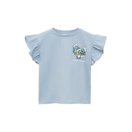 Mango Kids T-Shirt 'SMULOVE' M&auml;dchen Gr&ouml;&szlig;e 104 hellblau / gelb / schwarz / wei&szlig;
